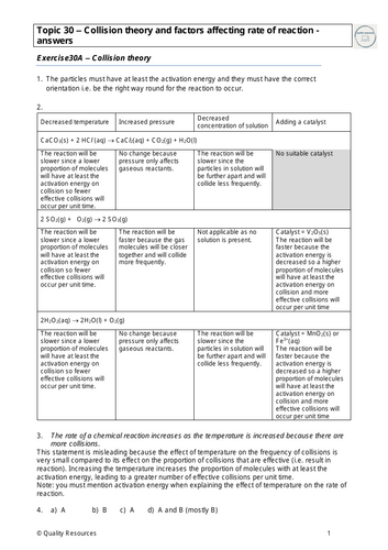 Collision theory and factors affecting rate of reaction OCR AS ...