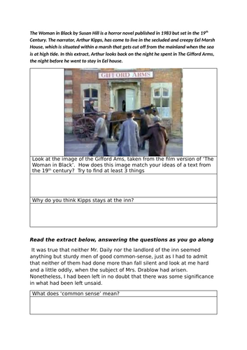 GCSE / KS3 Woman in Black Gothic extract Gifford Arms Language Paper 1 ...