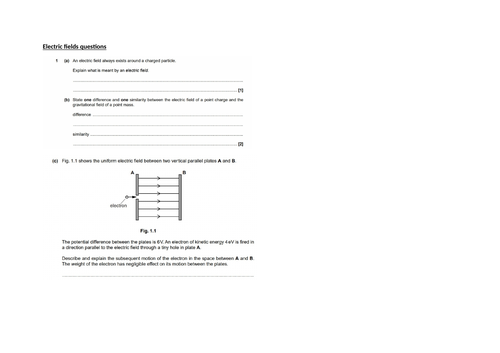 OCR A A level Physics- Electric Fields lesson series | Teaching Resources
