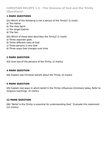 CHRISTIAN BELIEFS 2: Trinity | Teaching Resources
