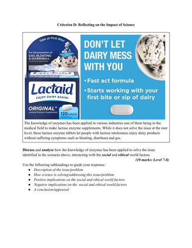 MYP Biology Criterion D - Reflecting on the Impact of Science ...