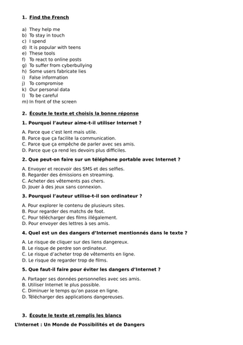 22. GCSE FRENCH: Technologie (Avantages et dangers) - AQA New SPEC ...
