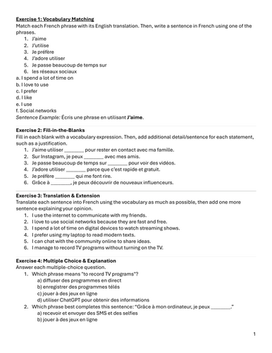 22. GCSE FRENCH: Technologie (Avantages et dangers) - AQA New SPEC ...