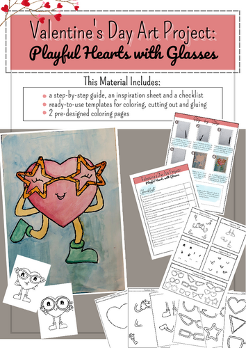 Art Project: Valentine's Day - Playful Hearts with Glasses | Teaching ...