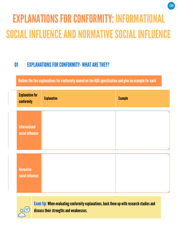 Explanations For Conformity Worksheet (FREE) | Teaching Resources