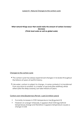 A Level Water & Carbon AQA - Lessons & Booklets | Teaching Resources