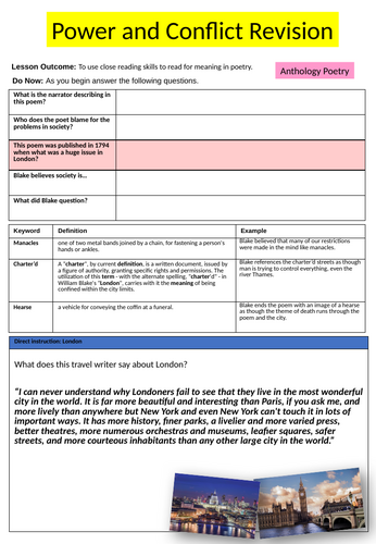 Power and Conflict AQA English Literature Revision Booklets | Teaching ...
