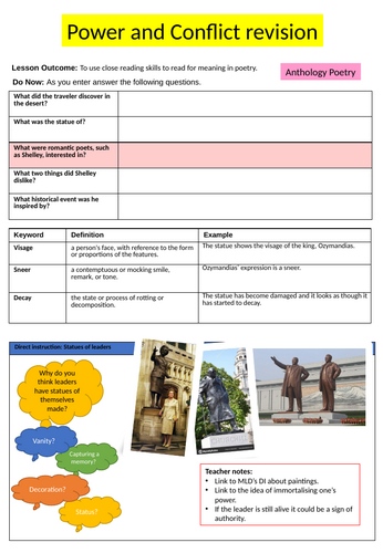Power and Conflict AQA English Literature Revision Booklets | Teaching ...