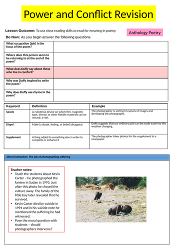 Power and Conflict AQA English Literature Revision Booklets | Teaching ...