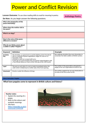 Power and Conflict AQA English Literature Revision Booklets | Teaching ...