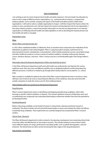 Unit 4 Assignment A (Importance of health and safety in scientific ...