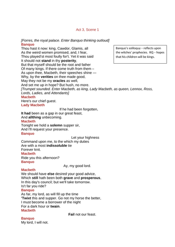 Macbeth - Full Text Annotated | Teaching Resources