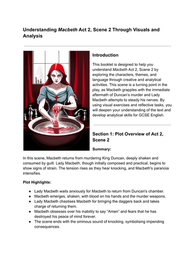 Macbeth, Act 2 , Scene 2 - Visuals and Language Analysis | Teaching ...