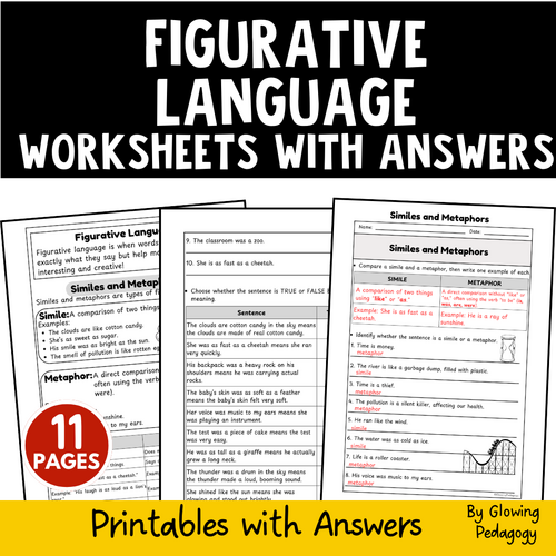 Figurative Language PPT 4th Grade - Similes and Metaphors Worksheets ...