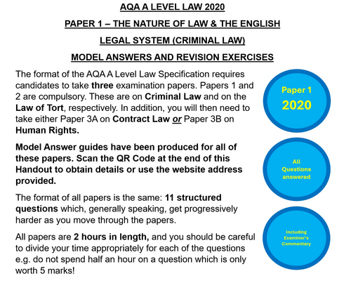 AQA A Level Law Model Answers - Full Papers - Paper 1 (Criminal law ...
