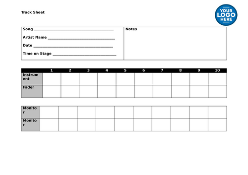 Band Track Sheet | Teaching Resources