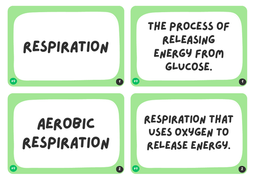 B9: Respiration Flashcards (AQA GCSE Combined/Triple) | Teaching Resources