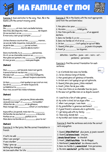 Youtube GCSE French song - Ma famille et moi | Teaching Resources
