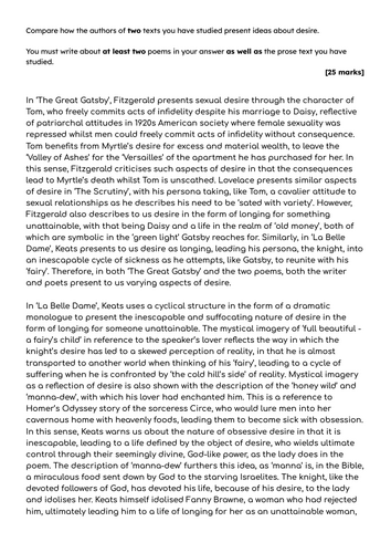 AQA 'The Great Gatsby' and love poetry comparison | Teaching Resources