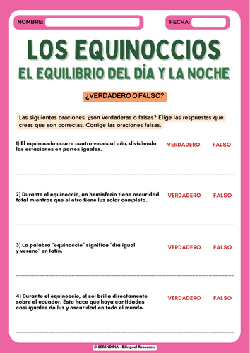 Equinoccio Primavera y Otoño LECTURA | Spring & Autumn Equinox READING ...