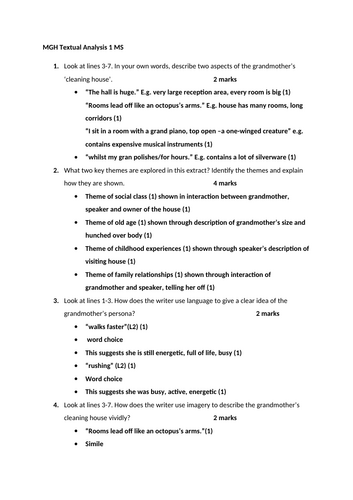 N5 English Jackie Kay My Grandmother's Houses Resources | Teaching ...