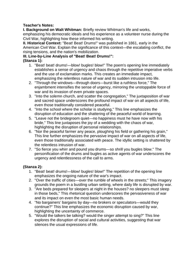 Beat! Beat! Drums! - Walt Whitman | Teaching Resources