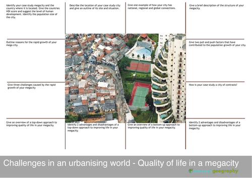 Edexcel B GCSE Geography Paper 1 Urbanisation Revision | Teaching Resources