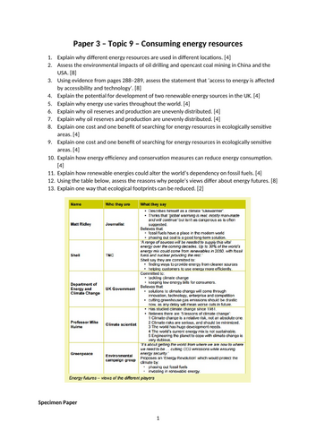 Edexcel B GCSE Geography Paper 3 Revision Pack | Teaching Resources