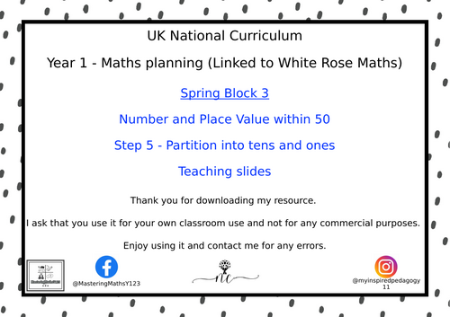 Partition into 10s and 1s (50) teaching slides - Year 1 WR Maths ...