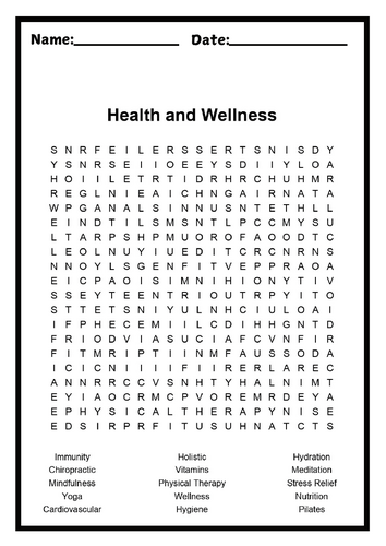 HEALTH AND WELLNESS WORD SEARCH ANSWERS | Teaching Resources