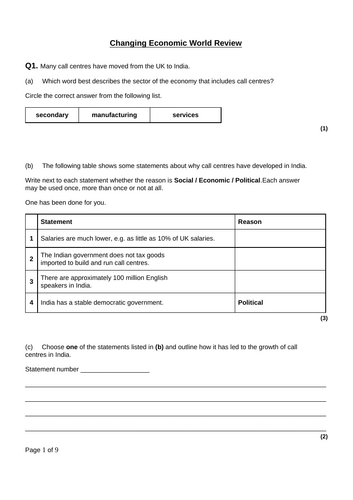 AQA GCSE Changing Economic World | Teaching Resources