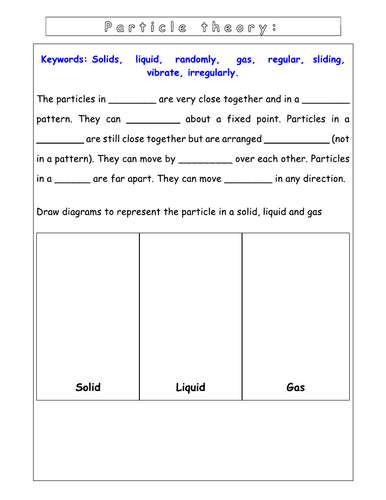 Year 7 - Particulate of nature L1 Matter (Worksheet) | Teaching Resources
