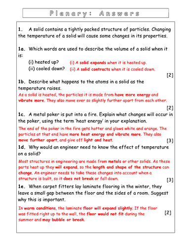 Year 7 - Particulate of nature L2 Particle model | Teaching Resources