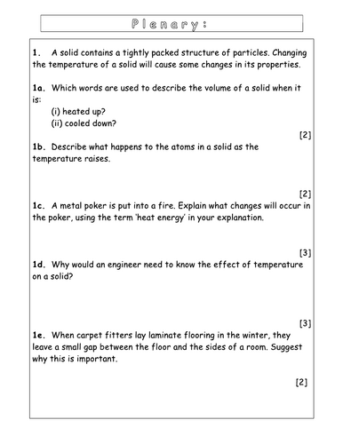 Year 7 - Particulate of nature L2 Particle model | Teaching Resources