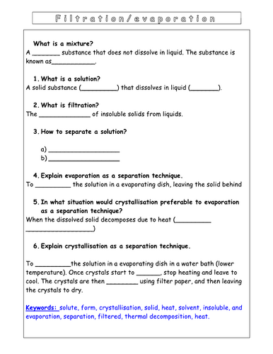 Year 7 - Particulate of nature L7 Filtration and evaporation with ...