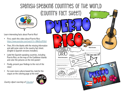 Spanish-Speaking Countries - PUERTO RICO! (Country Fact Sheet & VIDEO ...