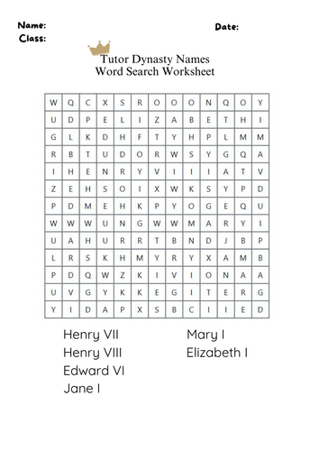 English Royal History Tudor Dynasty Monarchs ( Kings & Queens ) Word ...