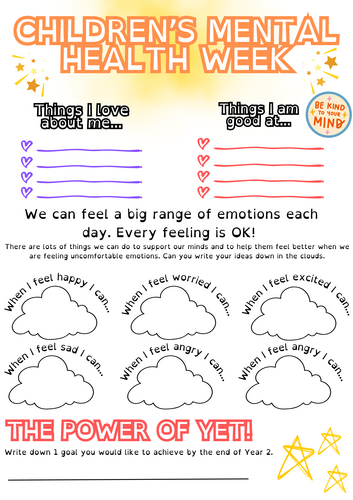 Children's Mental Health Worksheet | Teaching Resources