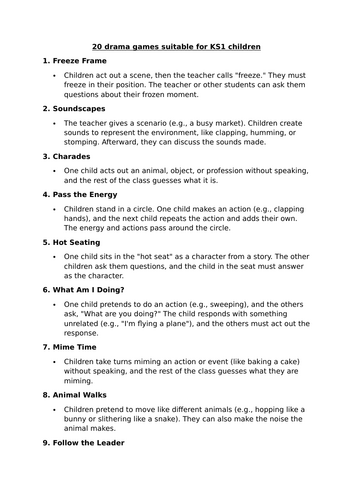 20 Engaging Drama Games for KS1: Fun, Interactive Activities for Young ...