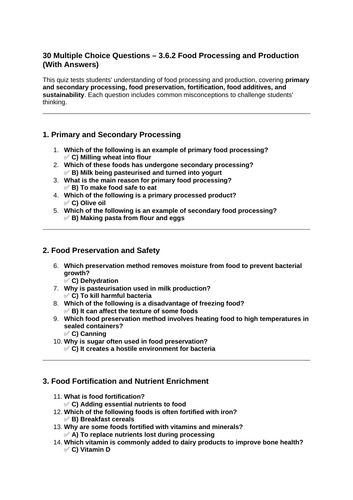 100's of MCQ's Whole specification Food Preparation and Nutrition ...