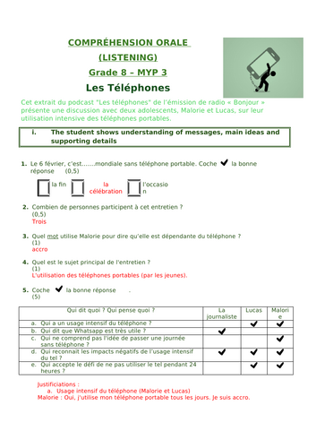 French Listening Comprehension "Les téléphones" - MYP 3 | Teaching ...