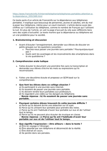 French Listening Activities "Le téléphone portable" - MYP 3 | Teaching ...