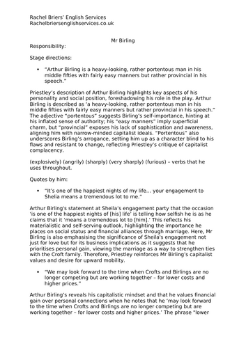 Mr Birling quotes - PEEZL- Grade 9 | Teaching Resources