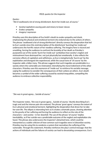 The Inspector key quotes - PEEZL | Teaching Resources