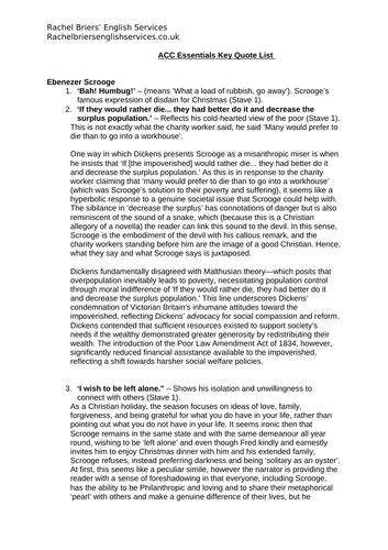 'A Christmas Carol' - Key quotes - PEEZL - Grade 9 | Teaching Resources