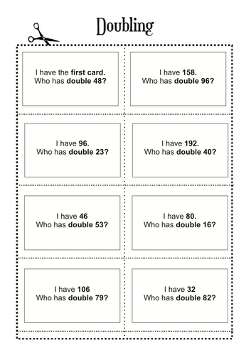 I have, who has- Doubling | Teaching Resources