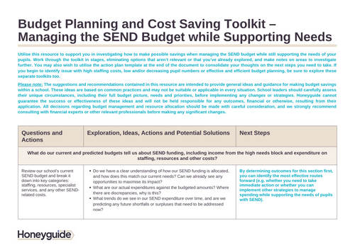 School Budget Planning and Cost Saving Toolkit | Teaching Resources