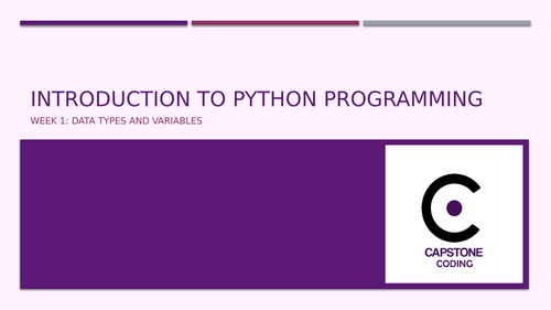 Lesson 1: Introduction to programming - Data Types and Variables ...