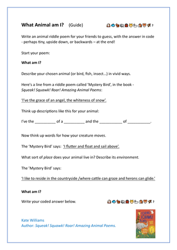 What Animal am I? - riddle poem guide | Teaching Resources