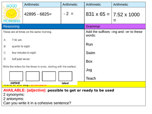 Year 5 morning task powerpoints | Teaching Resources